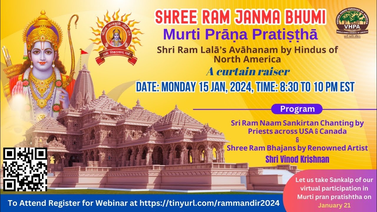 Shree Ram Mandir Pran Pratistha (Consecration) USA / Canada Curtain ...